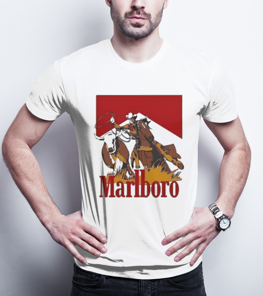 Marlboro Cowboy With Lasso Riding Horse Rugged Outdoors Adventure T-Shirt