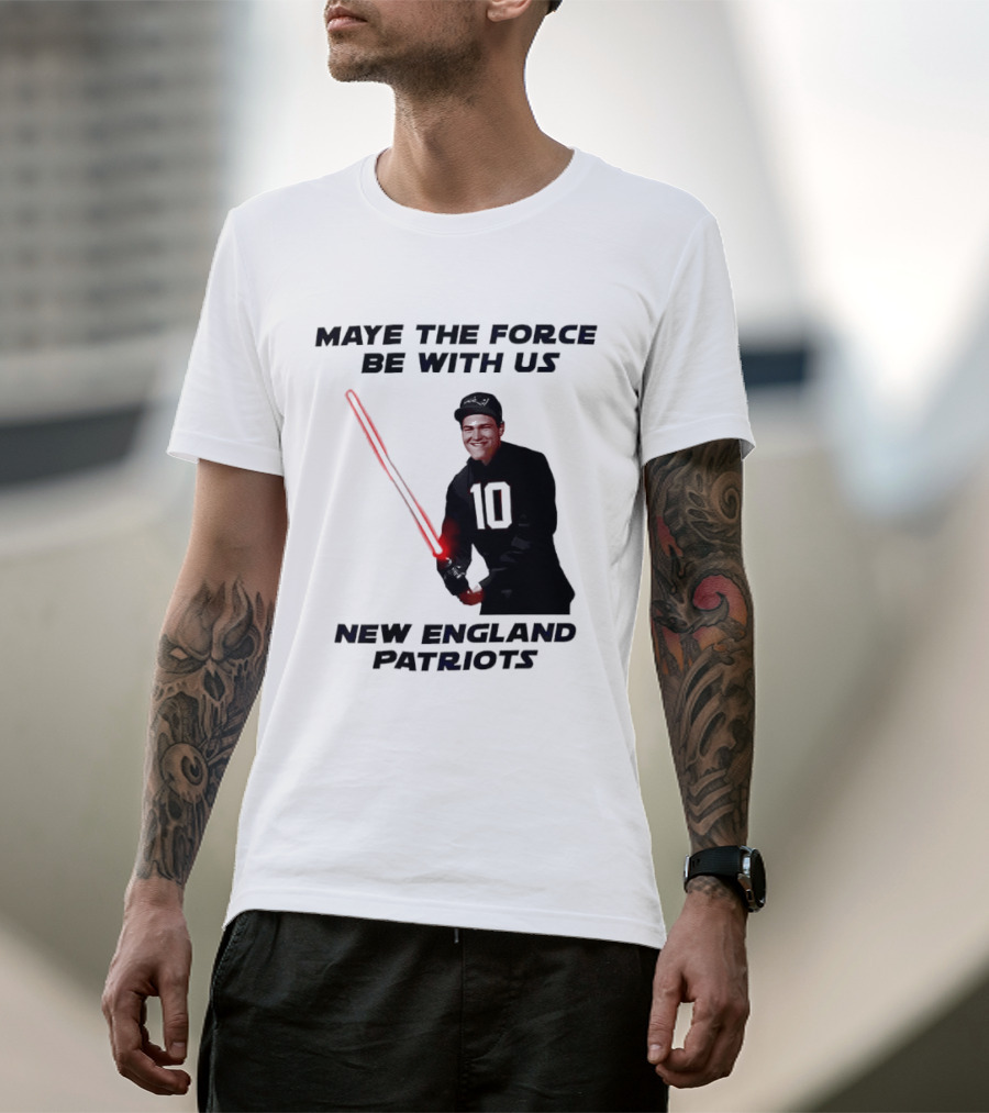 Maye The Force Be With Us New England Patriots Football Crossover Lightsaber T-Shirt