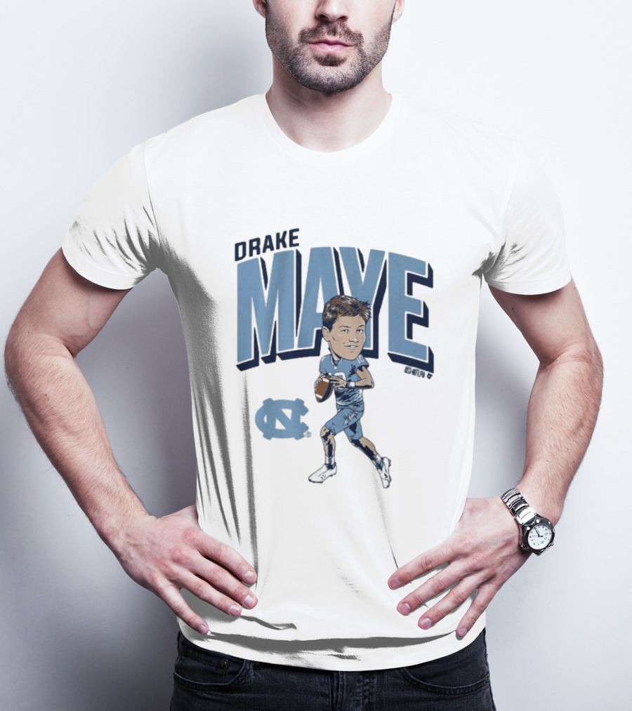 North Carolina Tar Heels Drake Maye Caricature Football Player T-Shirt