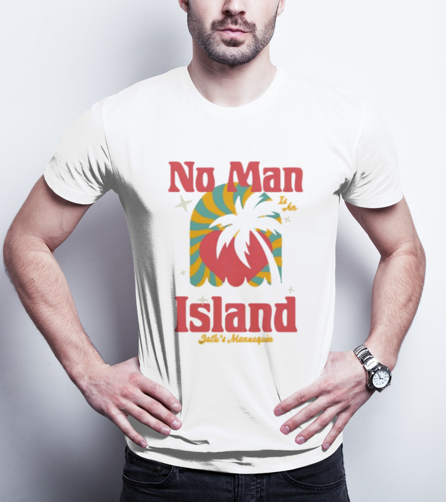 No Man Is An Island Jack's Mannequin Beachy Palm Tree Striped Heart Retro Vibes T-Shirt
