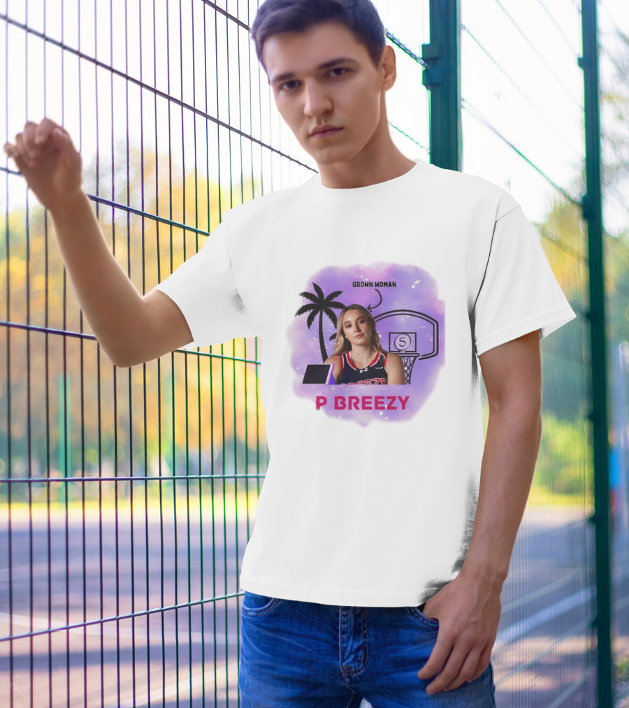 Grown Woman P Breezy Basketball Palm Tree T-Shirt