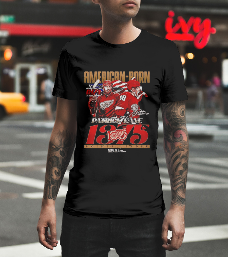 American Born Patrick Kane Detroit Red Wings 1375 Points Career Leader T-Shirt