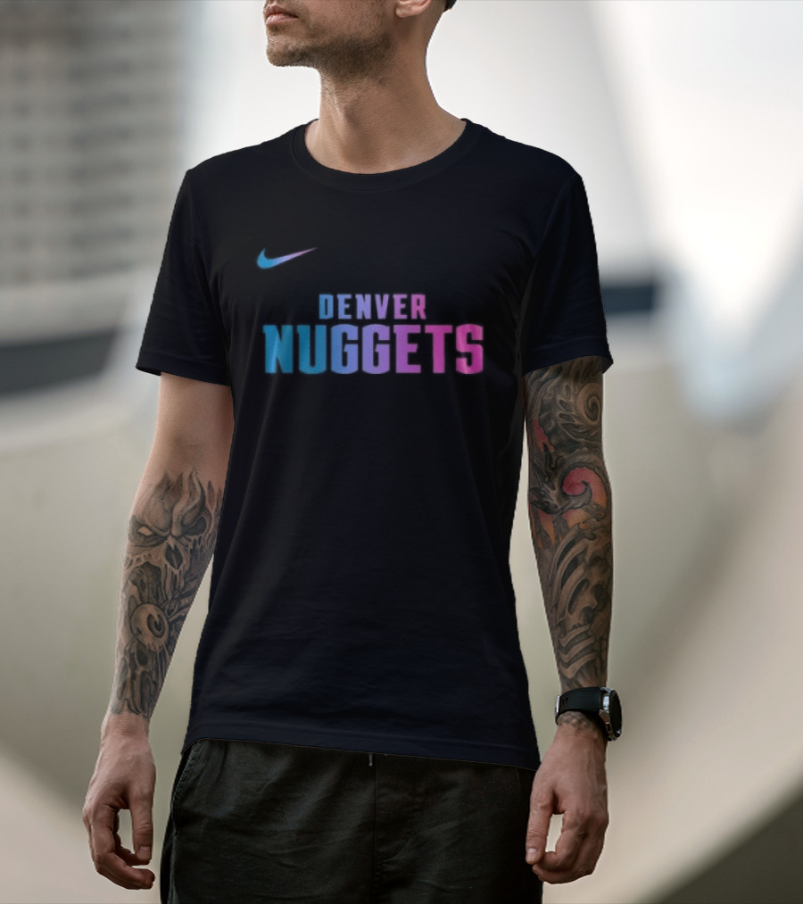Nike Denver Nuggets Cyberpunk Style Retro Neon T-Shirt