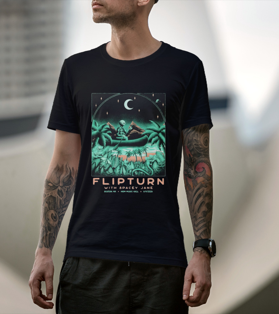 FLIPTURN With Spacey Jane MGM Music Hall Boston 6 4 2026 Art Alien Canoe Scene T-Shirt