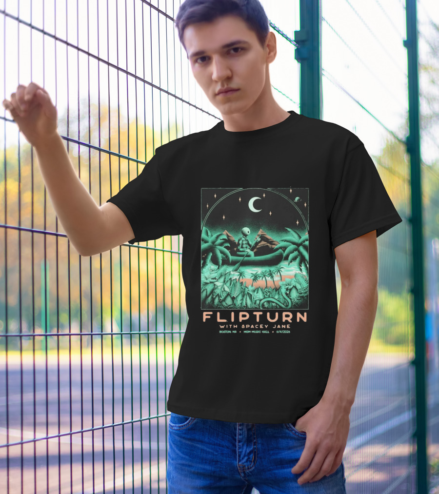 FLIPTURN With Spacey Jane MGM Music Hall Boston 6 4 2026 Art Alien Canoe Scene T-Shirt