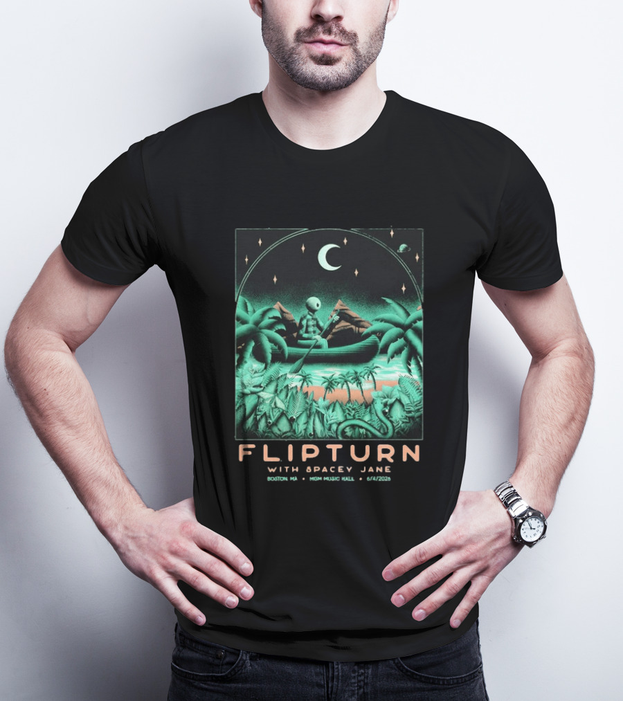 FLIPTURN With Spacey Jane MGM Music Hall Boston 6 4 2026 Art Alien Canoe Scene T-Shirt