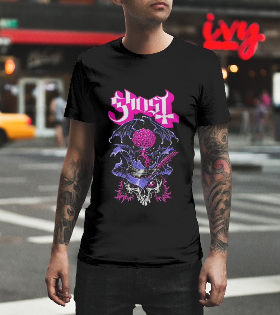 Ghost Bat Brain Skeleton Tour T-Shirt
