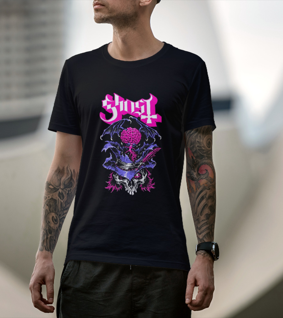 Ghost Bat Brain Skeleton Tour T-Shirt