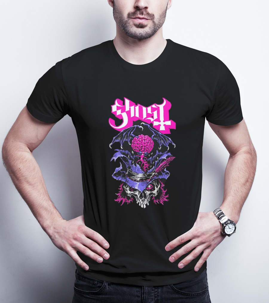 Ghost Bat Brain Skeleton Tour T-Shirt