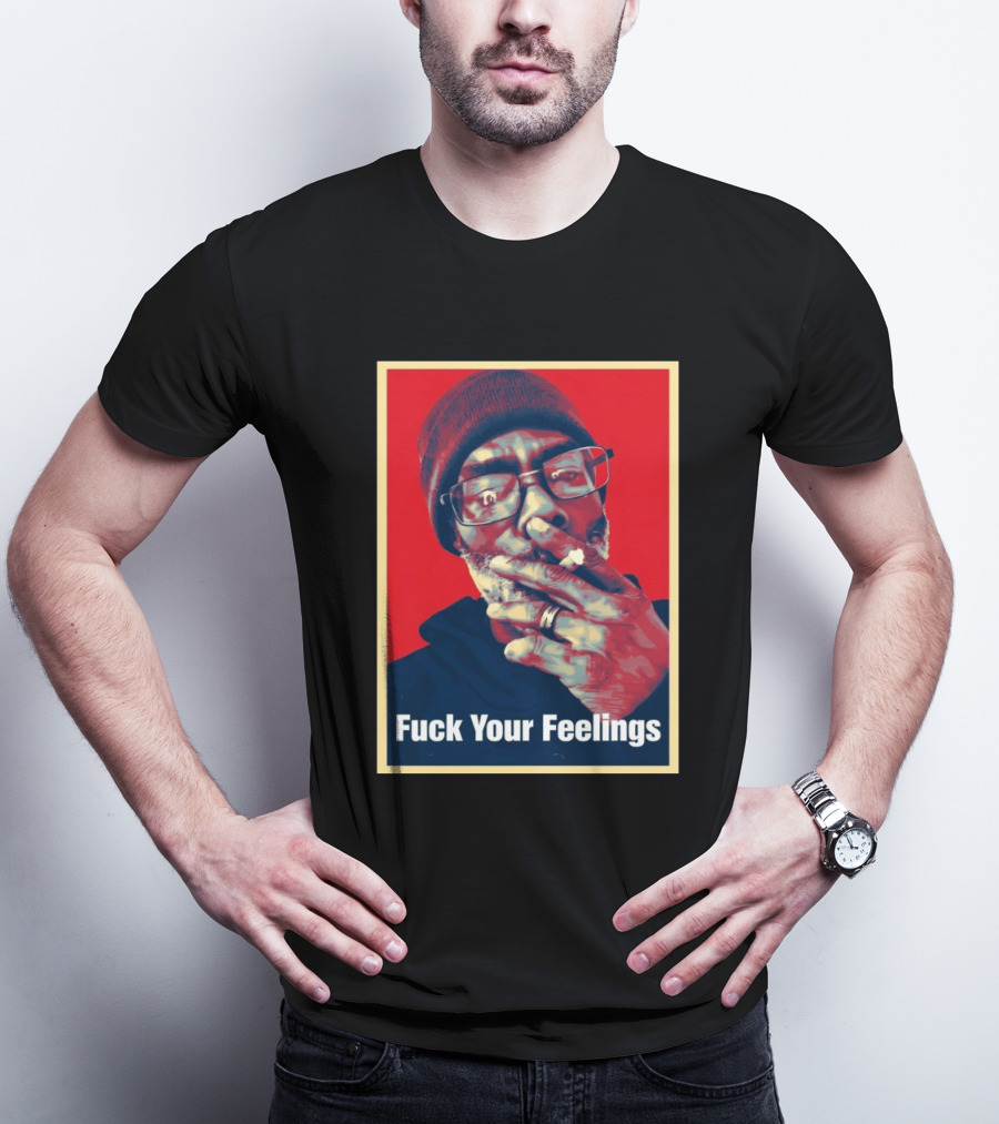 Uncle Clif Fuck Your Feelings Smoking Glasses Beanie Red T-Shirt