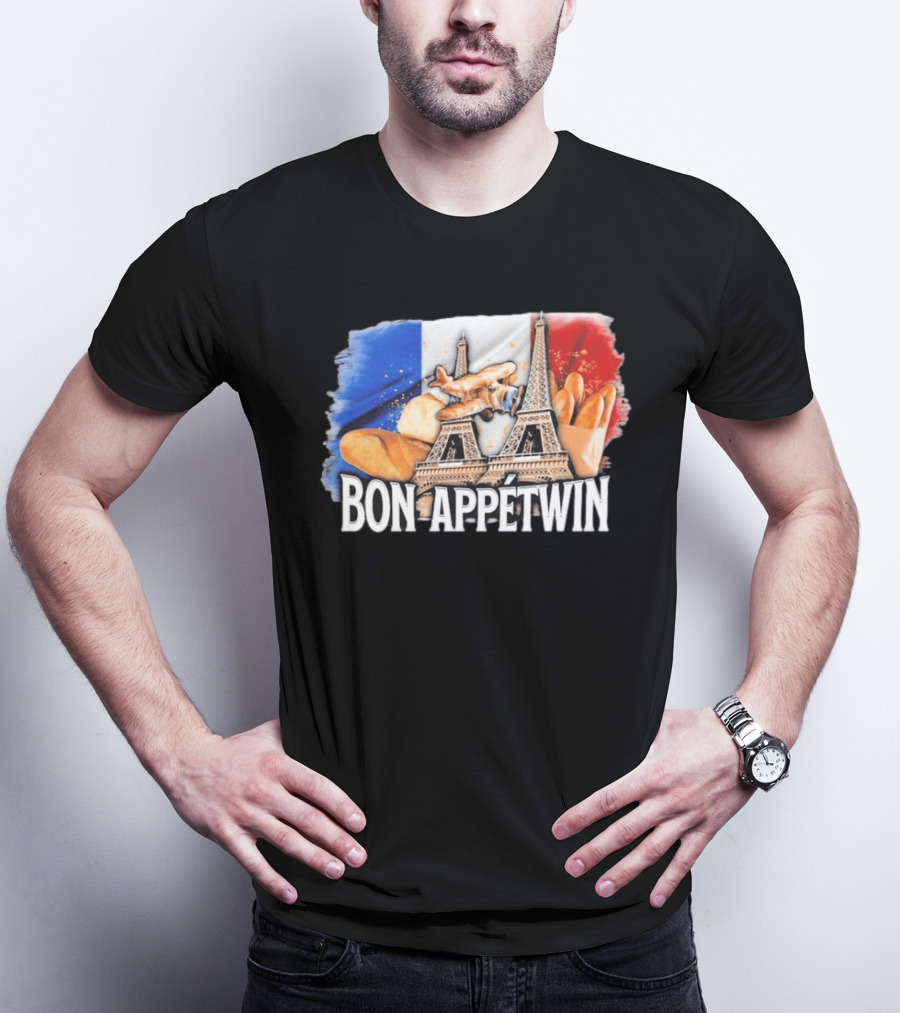 Bon Appetwin French Baguettes Eiffel Tower Paris Flag T-Shirt