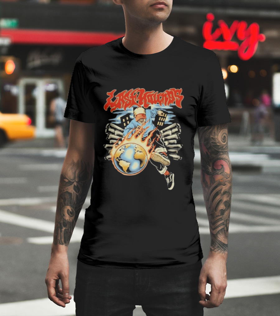 Last Hounds Tour Feb 2026 Flaming Globe T-Shirt