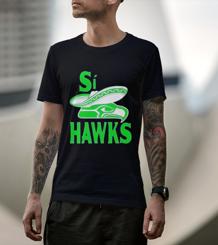Si Hawks Mexican Sombrero Green Hawk T-Shirt