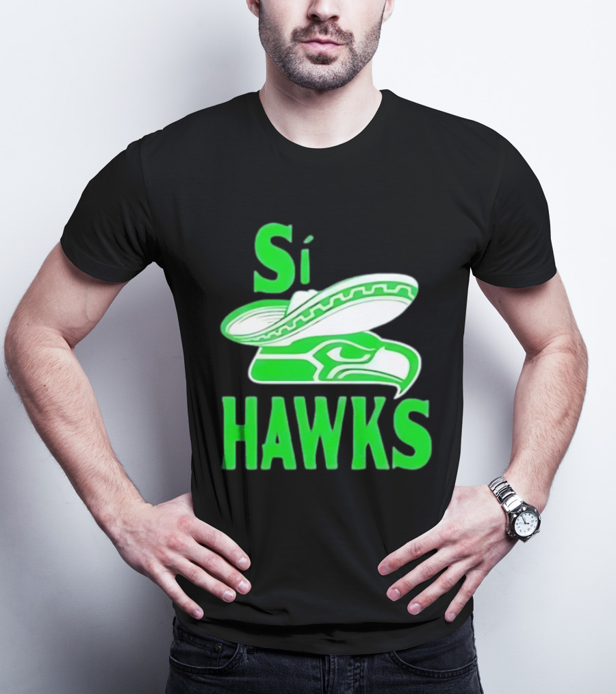 Si Hawks Mexican Sombrero Green Hawk T-Shirt