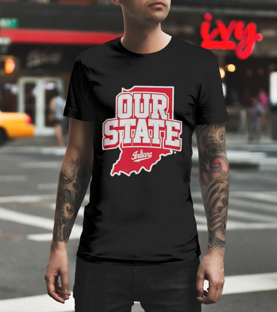 Our State Indiana Red Map College Sports Indiana T-Shirt