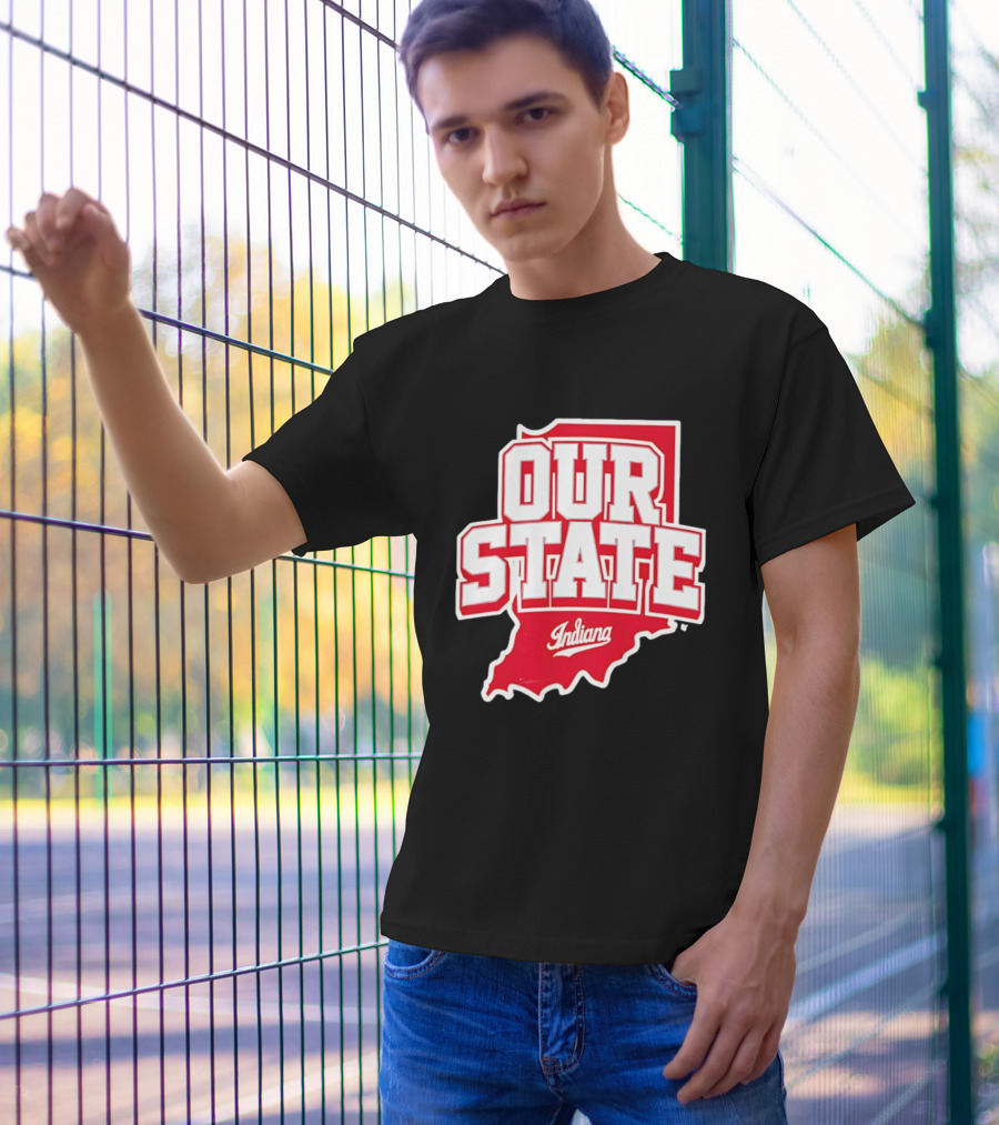 Our State Indiana Red Map College Sports Indiana T-Shirt