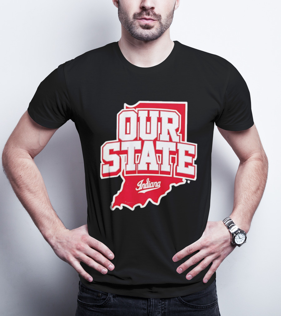 Our State Indiana Red Map College Sports Indiana T-Shirt