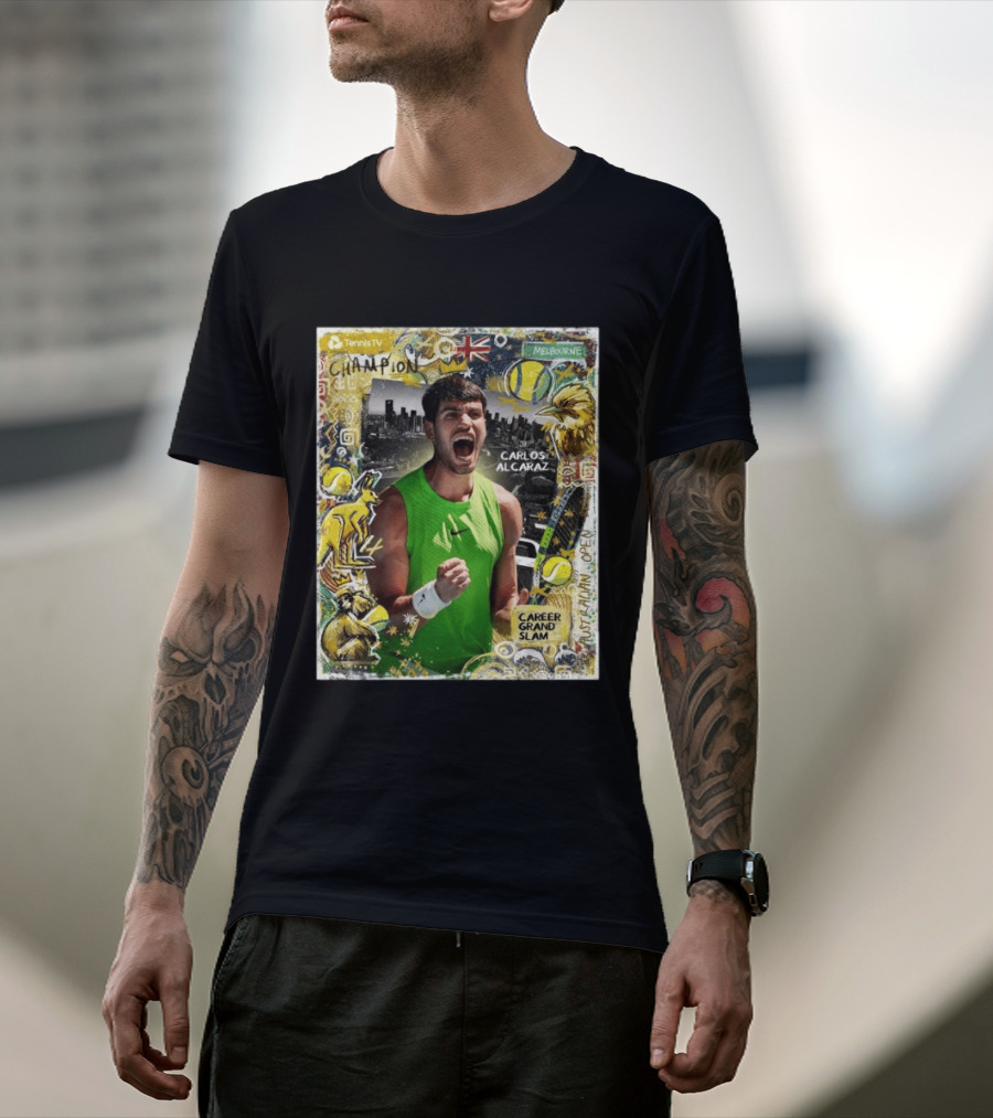 Carlos Alcaraz Champion Career Grand Slam Melbourne Tennis TV T-Shirt