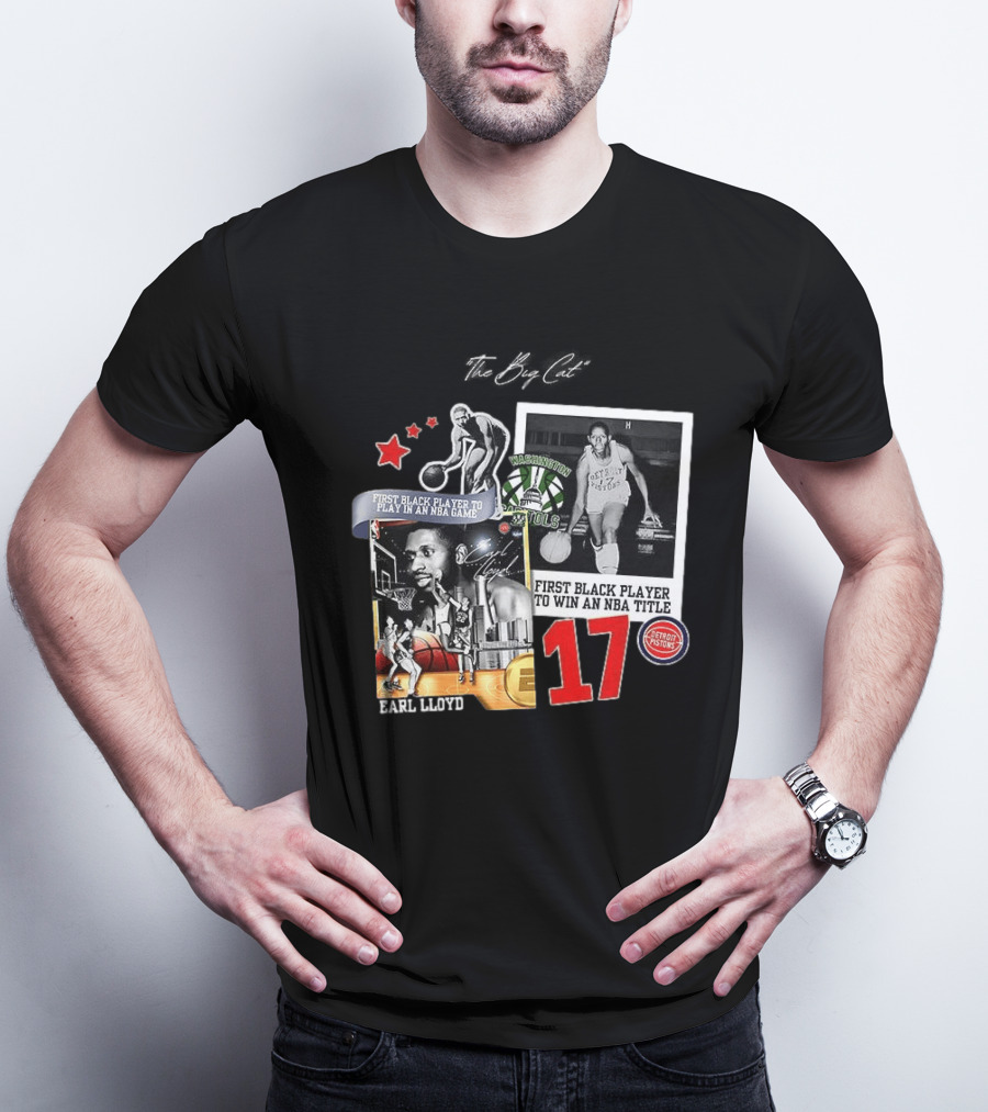 Earl Lloyd First Black Player Detroit Pistons Washington Capitols NBA Title 17 T-Shirt