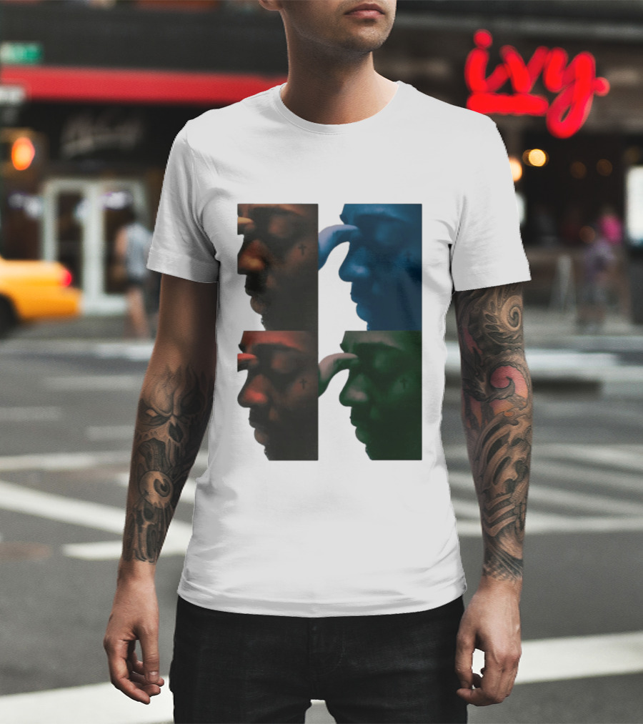 Brent Faiyaz Album Cover Cross Tattoo Four Panel Side Profile T-Shirt