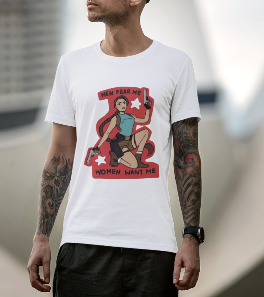 Men Fear Me Women Want Me Woman With Guns And Stars T-Shirt
