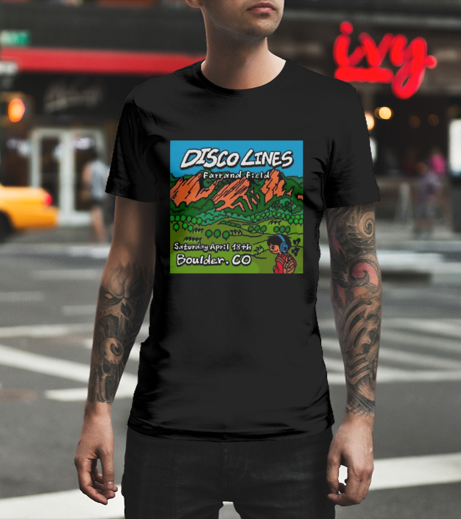 Disco Lines Farrand Field Saturday April 18th Boulder CO T-Shirt