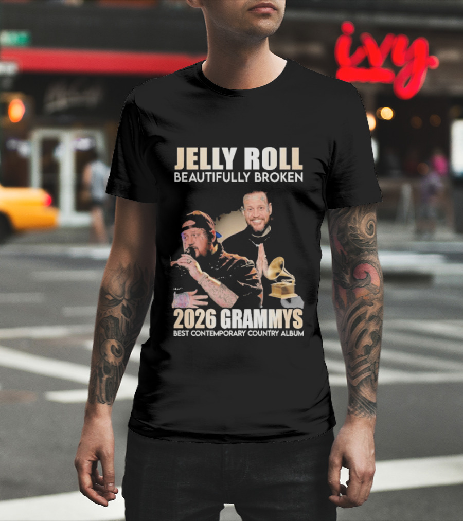 Jelly Roll Beautifully Broken 2026 Grammys Best Contemporary Country Album T-Shirt