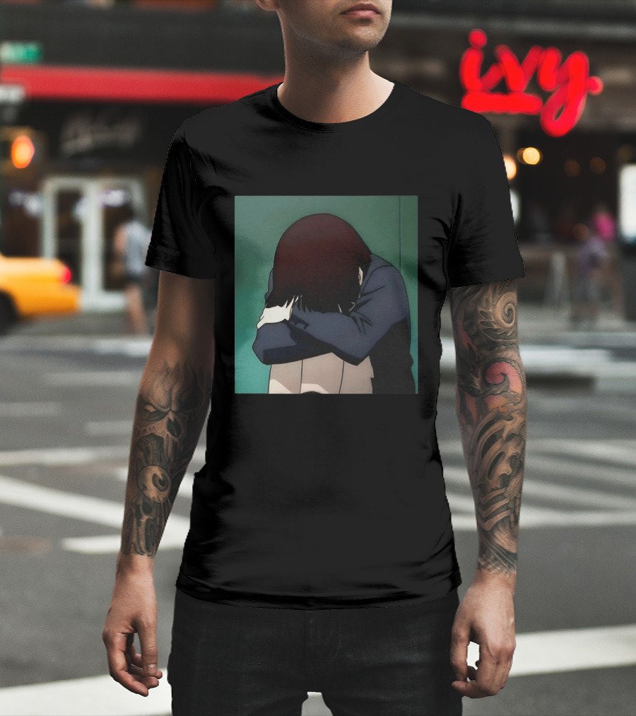 Lain Iwakura Sad Girl In Serial Experiments Lain Anime Iconic Scene T-Shirt