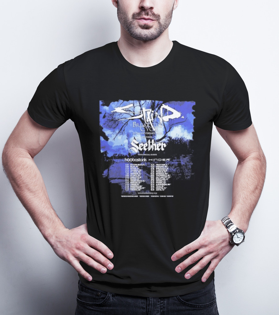 Staind Break The Cycle 25th Anniversary Tour Featuring Seether Hoobastank Hinder 2023 Dates T-Shirt