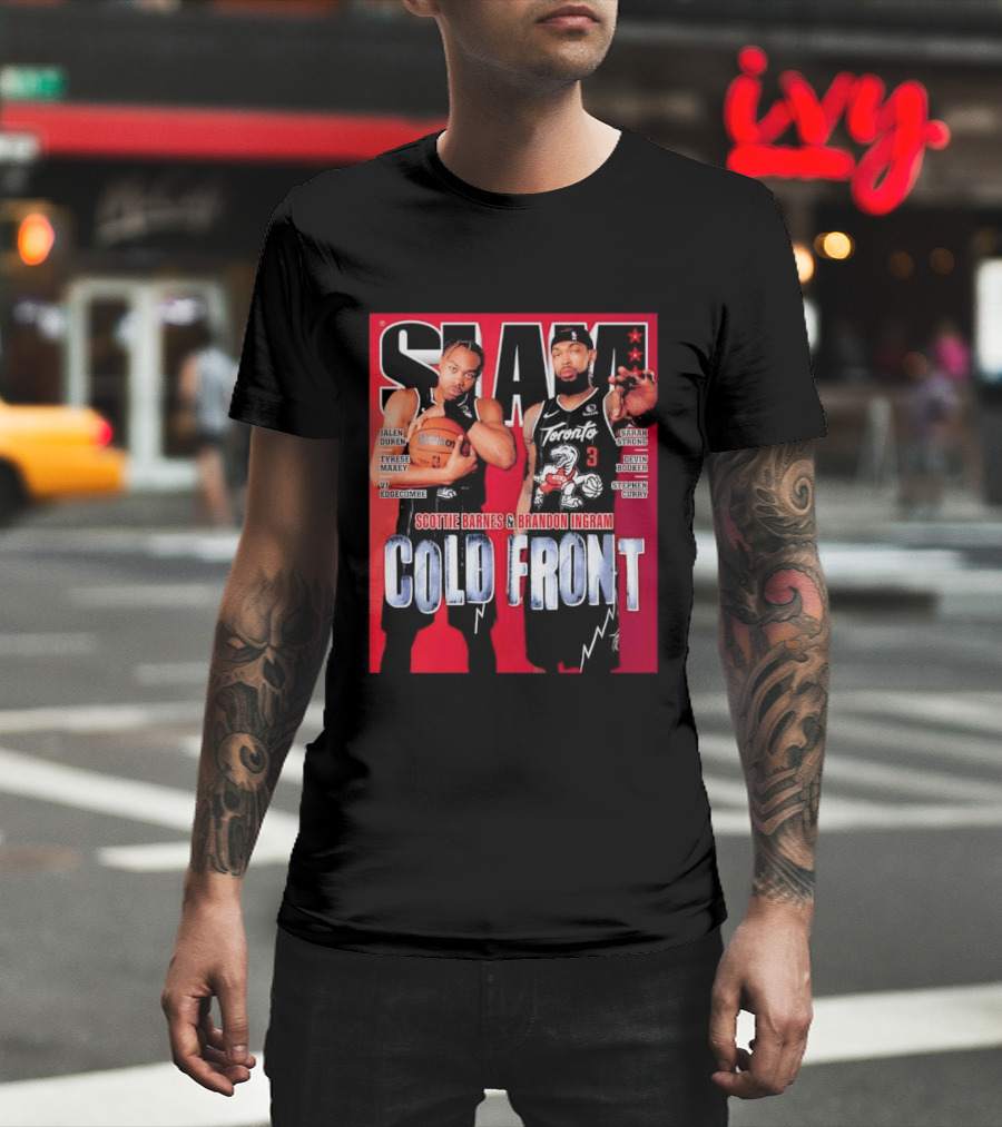 Slam Magazine Cover Featuring Scottie Barnes Brandon Ingram Cold Front Toronto T-Shirt