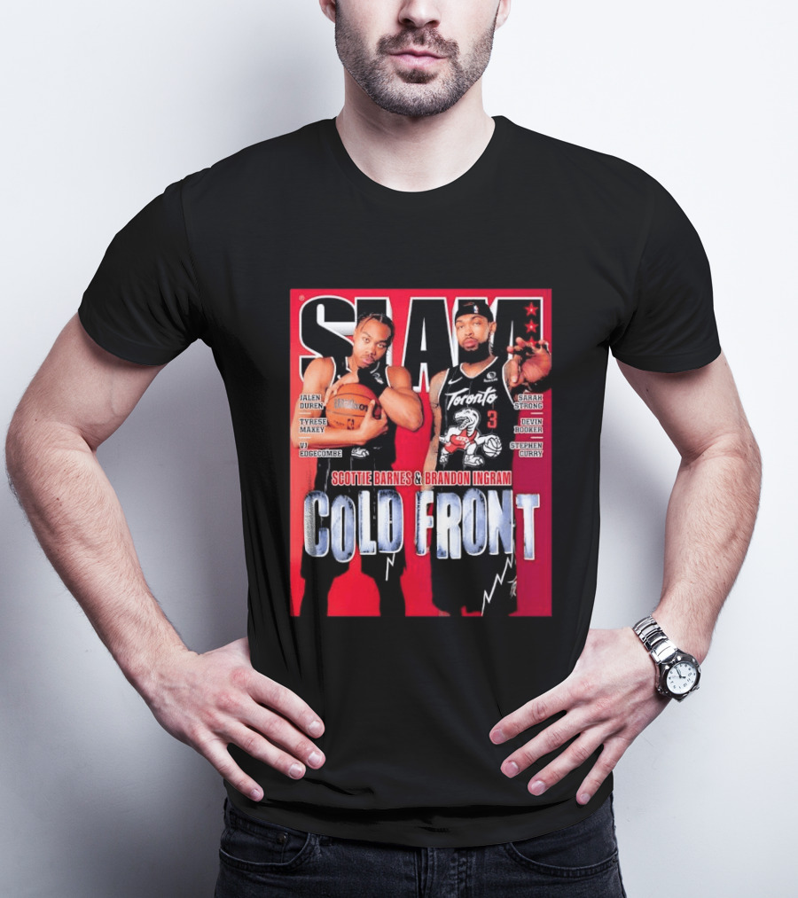 Slam Magazine Cover Featuring Scottie Barnes Brandon Ingram Cold Front Toronto T-Shirt
