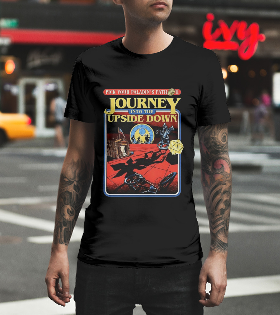 Pick Your Paladin's Path Journey Into The Upside Down Comic Dice Retro Scene T-Shirt