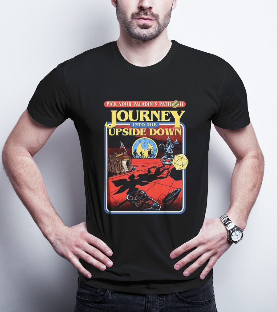 Pick Your Paladin's Path Journey Into The Upside Down Comic Dice Retro Scene T-Shirt