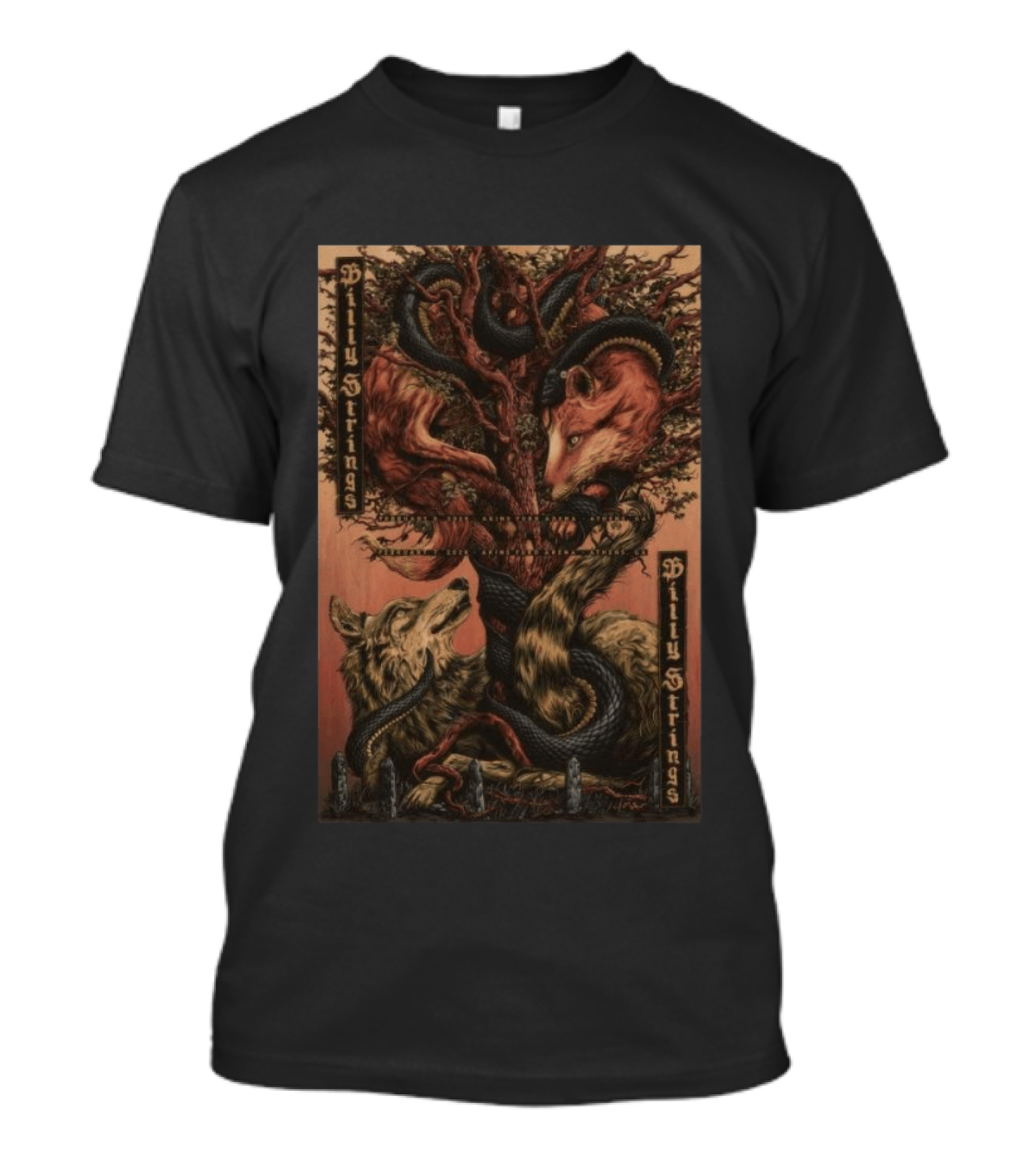 Billy Strings Athens GA February 7 2026 Fox Wolf Snake T-Shirt