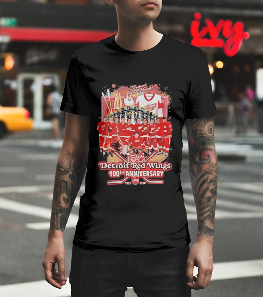 Detroit Red Wings 100th Anniversary 1926 2026 Team Celebration T-Shirt