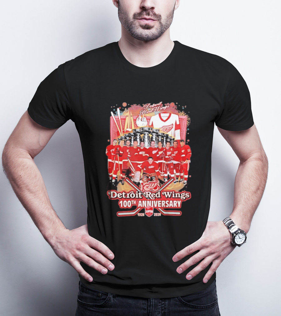 Detroit Red Wings 100th Anniversary 1926 2026 Team Celebration T-Shirt