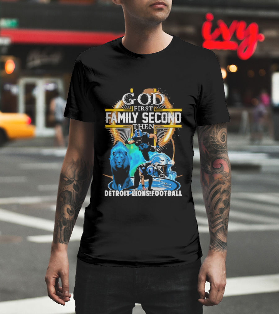 God First Family Second Detroit Lions Football St. Brown & Gibbs T-Shirt