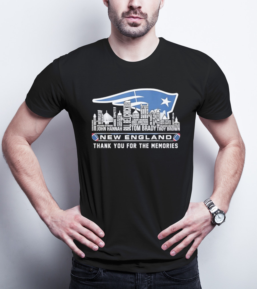 New England Patriots Thank You For The Memories Skyline City Names T-Shirt