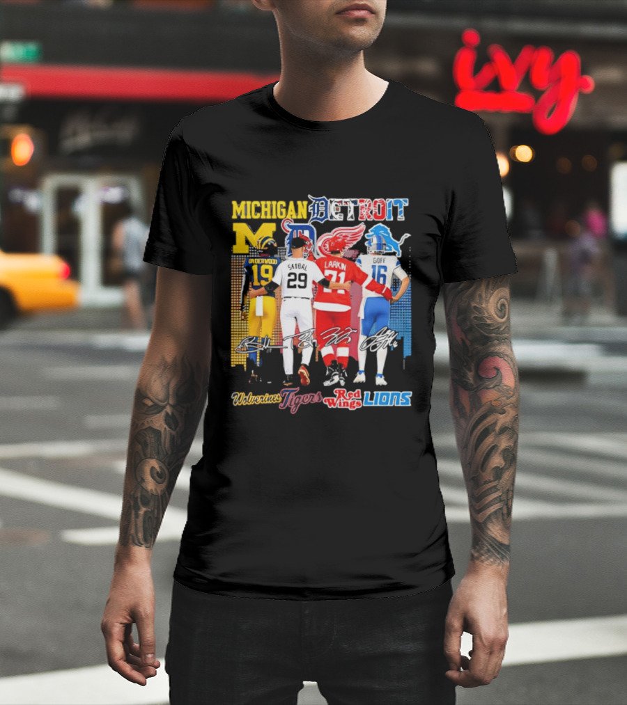 Michigan Wolverines X Tigers X Red Wings X Lions Detroit Sports Players T-Shirt