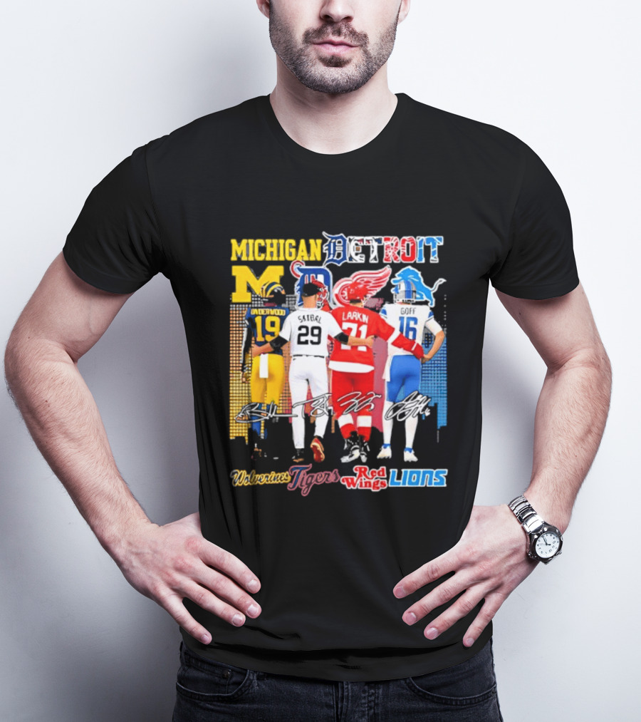 Michigan Wolverines X Tigers X Red Wings X Lions Detroit Sports Players T-Shirt