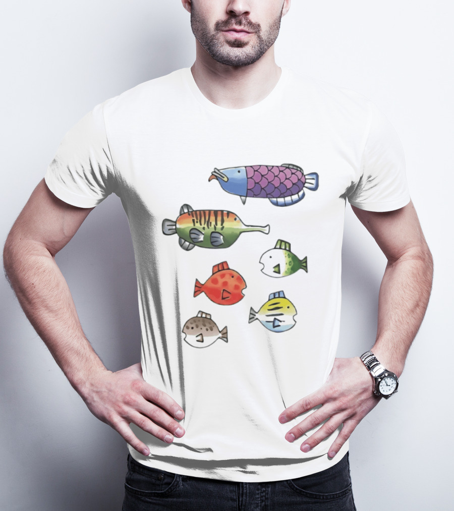 Fishing Minigame Colorful Fish Collection Vibrant Sea Life T-Shirt
