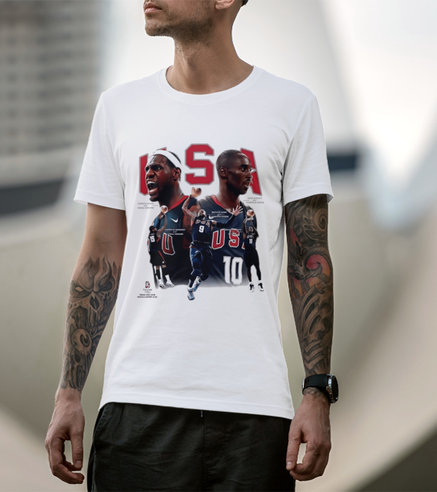 Kobe Bryant LeBron James Dwyane Wade Carmelo Anthony USA Basketball Redeem Team T-Shirt
