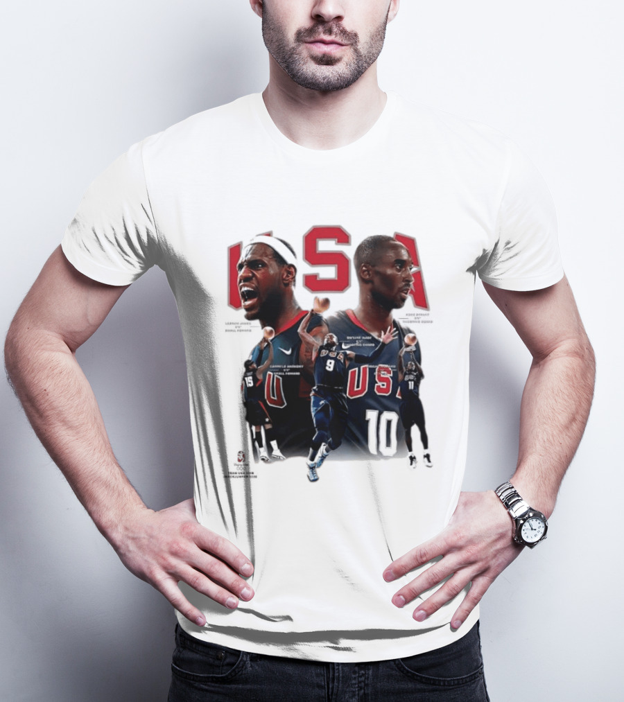Kobe Bryant LeBron James Dwyane Wade Carmelo Anthony USA Basketball Redeem Team T-Shirt