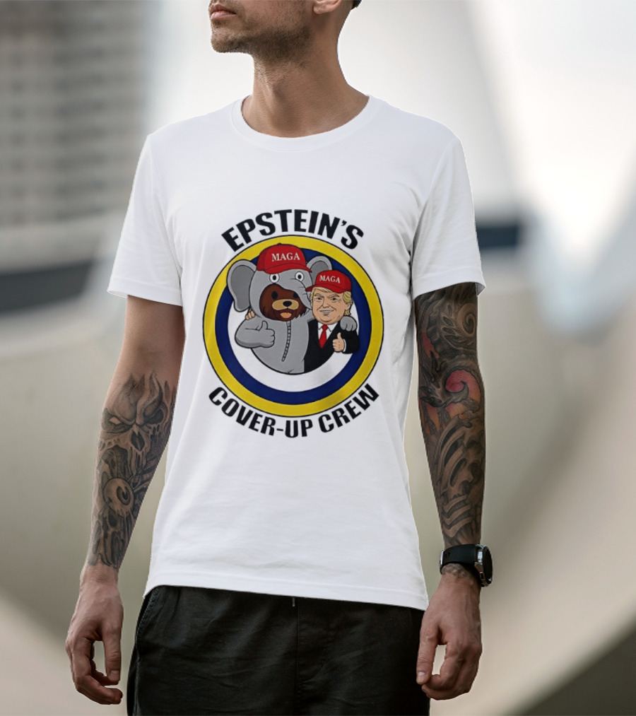 Epstein's Cover Up Crew MAGA Elephant Trump Caricature T-Shirt