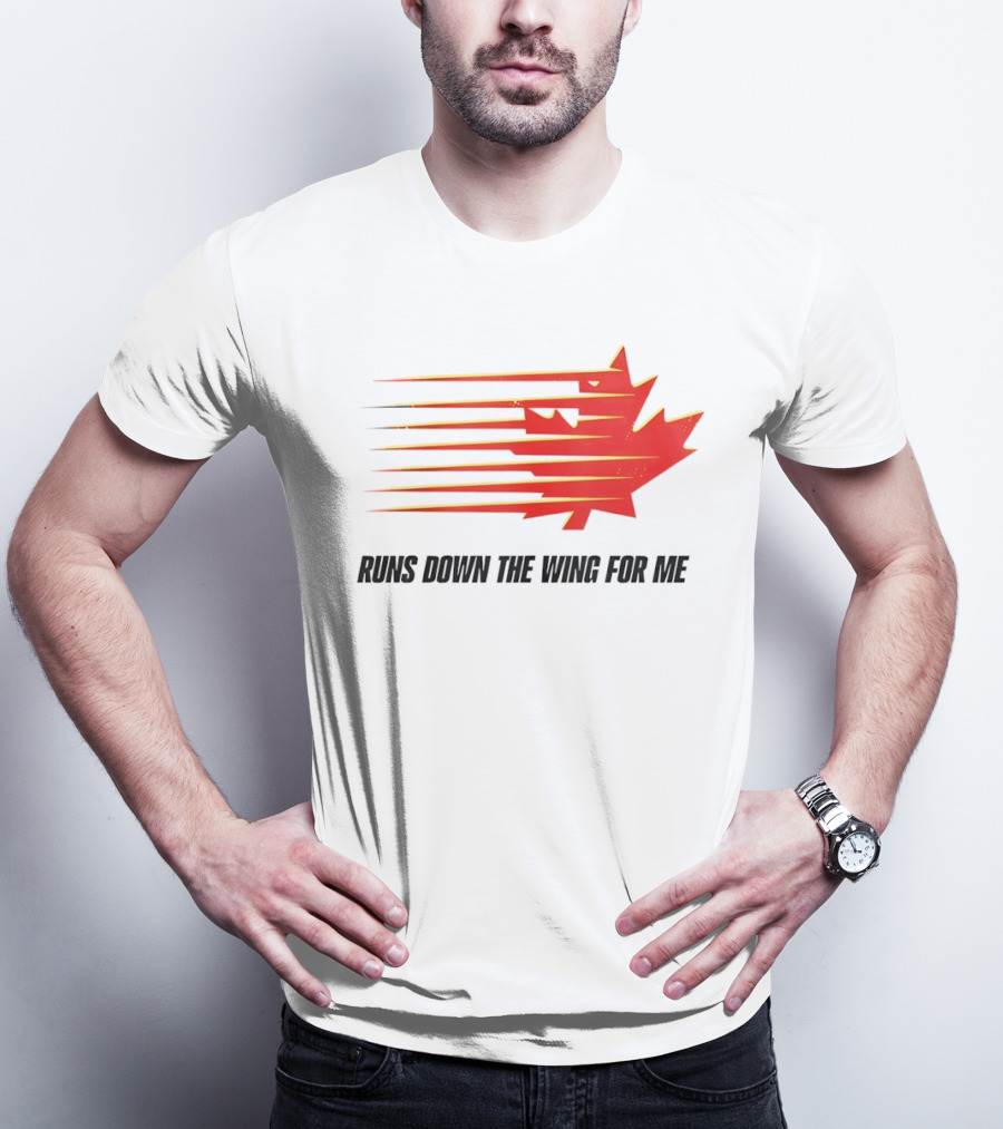 Runs Down The Wing For Me Red Streaks Maple Leaf T-Shirt