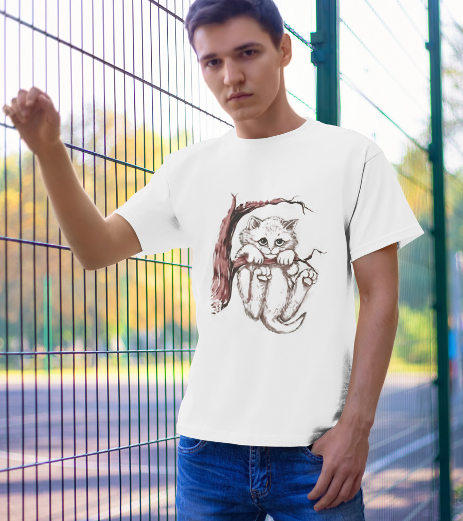 Hang In There Baby Cat On A Branch T-Shirt
