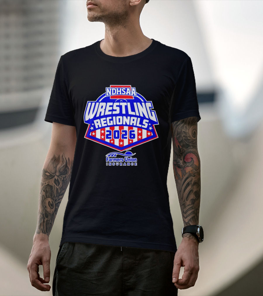 NDHSAA Wrestling Regionals 2026 Farmers Union Insurance T-Shirt