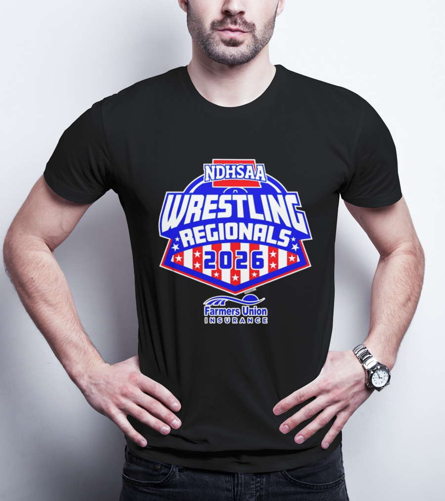 NDHSAA Wrestling Regionals 2026 Farmers Union Insurance T-Shirt