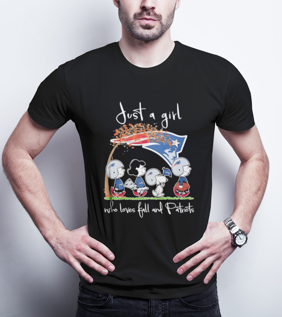 Peanuts Characters Just A Girl Who Loves Fall And Patriots T-Shirt