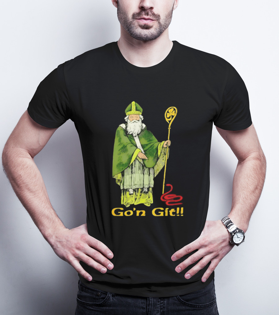 Go'n Git St Patrick Vintage Illustration With Staff And Smoke T-Shirt